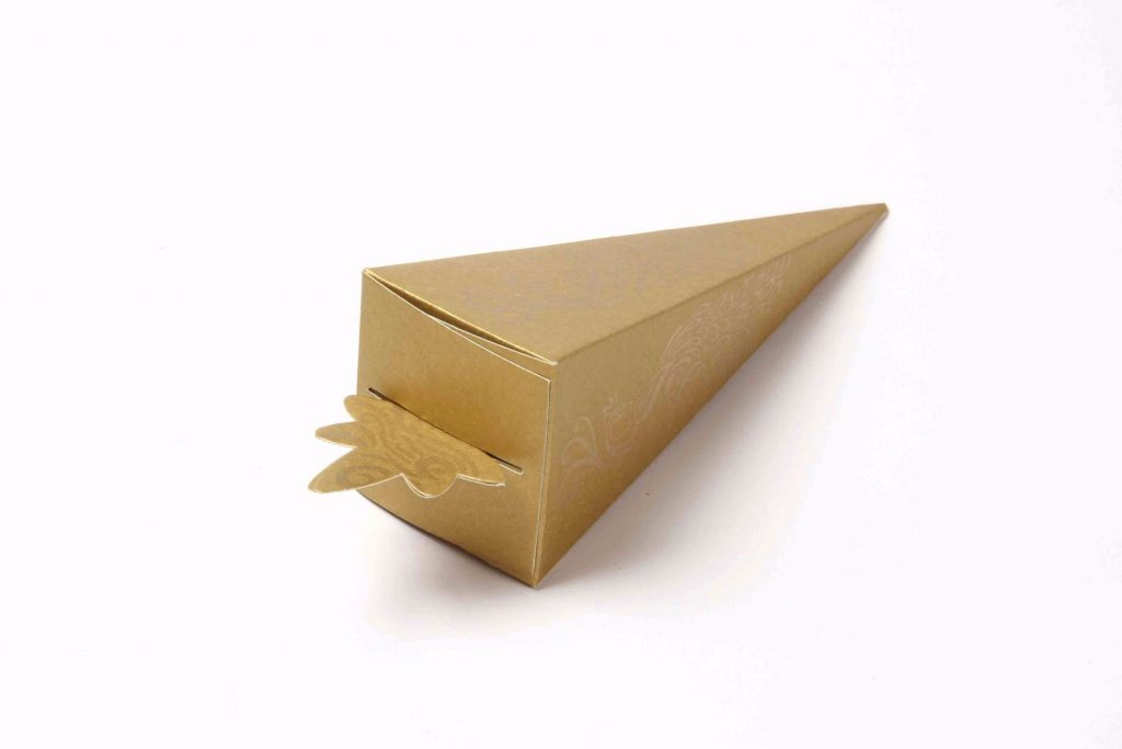 Cone Shaped Favor Box in Golden Color - Jimit Card