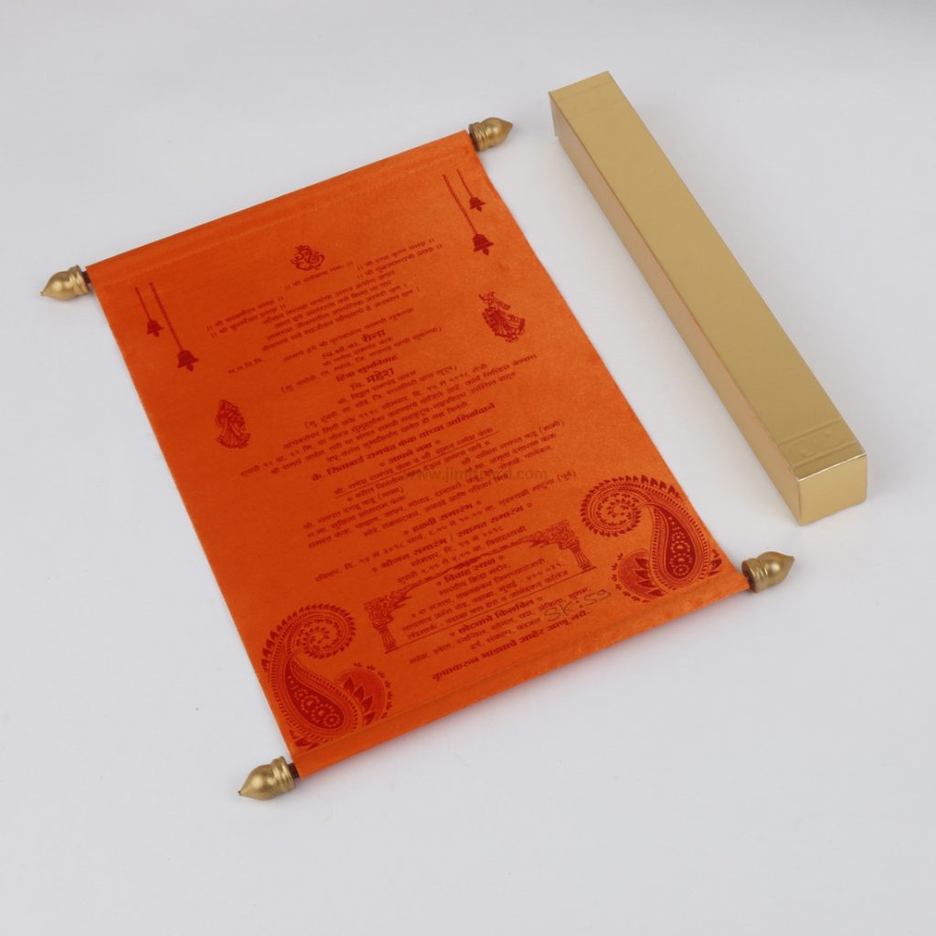 Marriage Invitation Card Scroll Style, Scroll Wedding Card Traditional ...