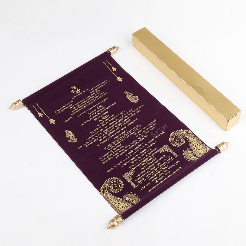 wedding ceremony scrolls, wedding invitation scroll boxes - Jimit Card