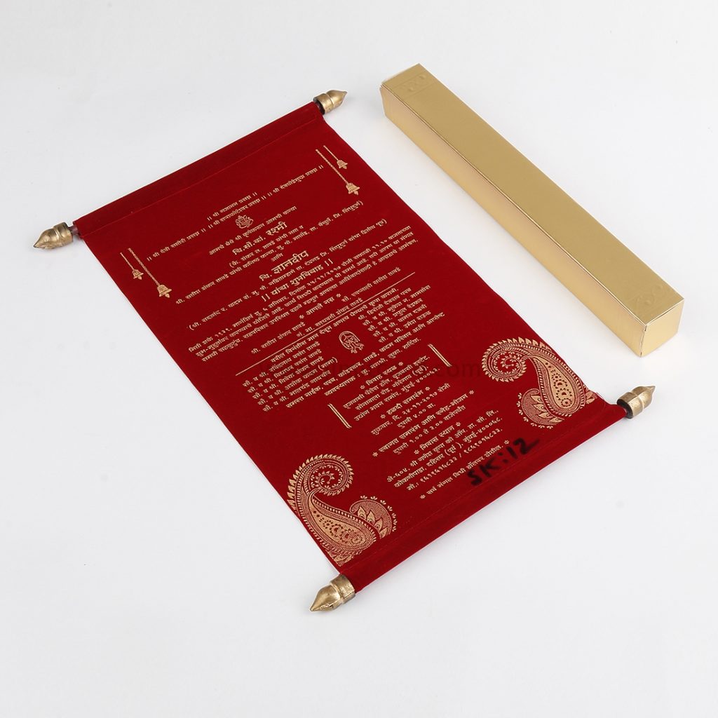 indian scroll invitations, indian scroll wedding cards uk - Jimit Card