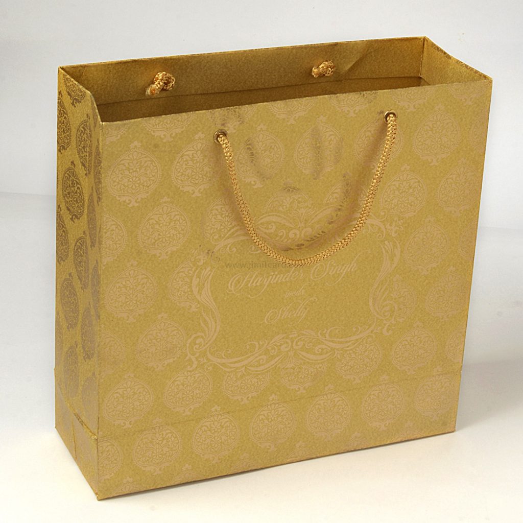 Bright Gold Color Premium Gift Paper Bag 9x3x9 inch - Jimit Card | India