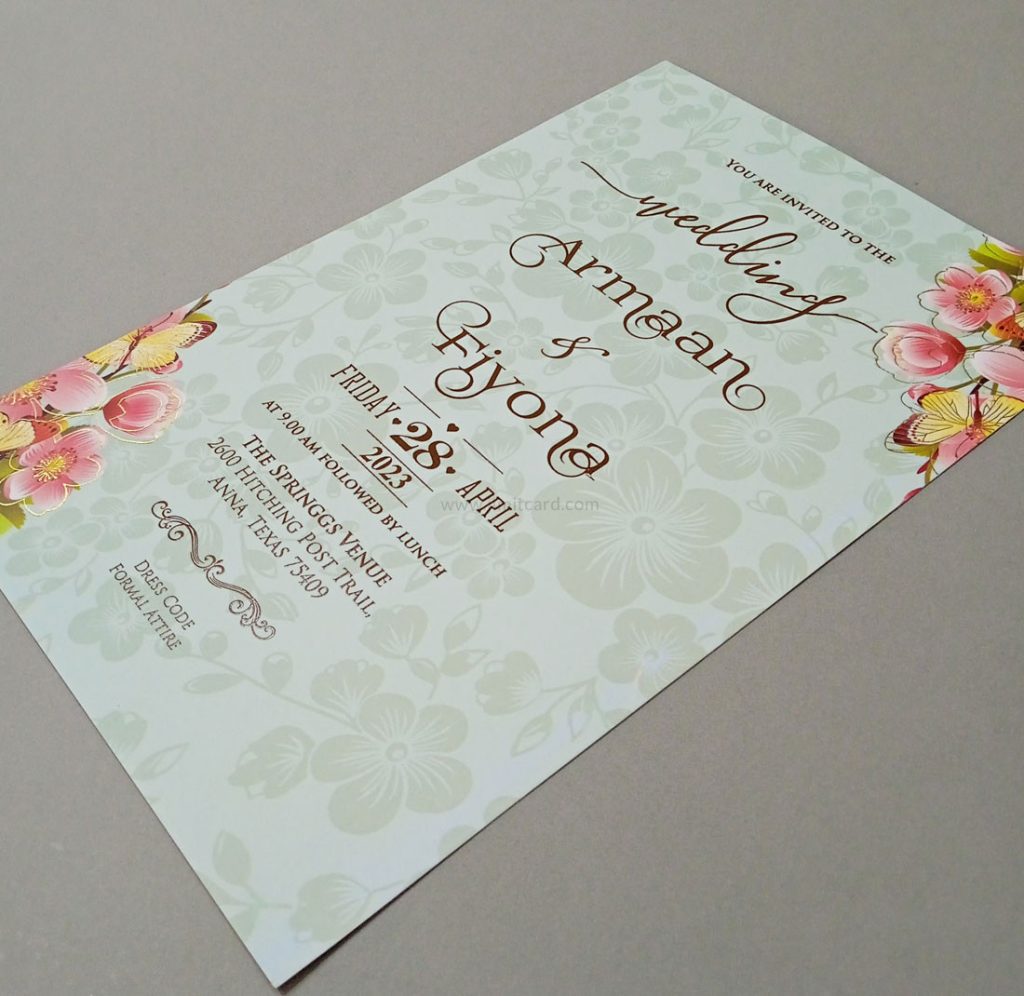 Single Insert Invitation Card With Flower Design | 28SVN - Jimit Card