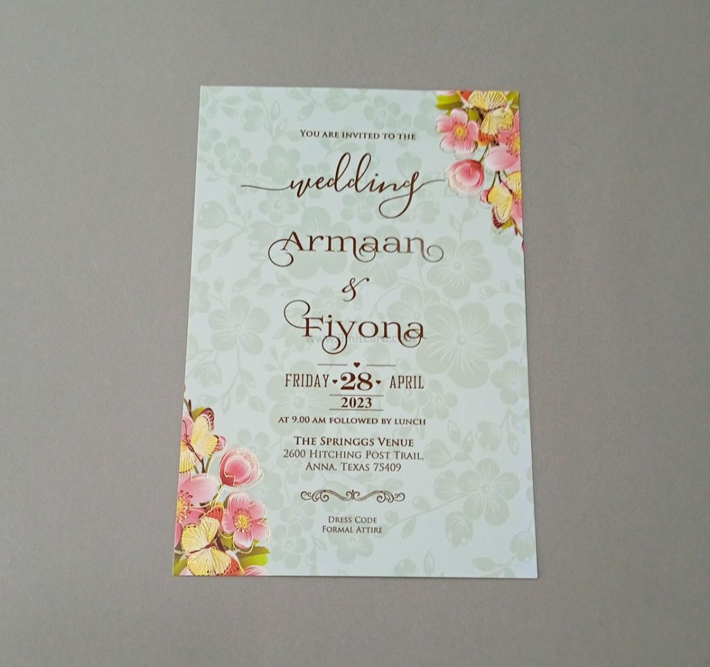 Single Insert Invitation Card With Flower Design | 28SVN - Jimit Card