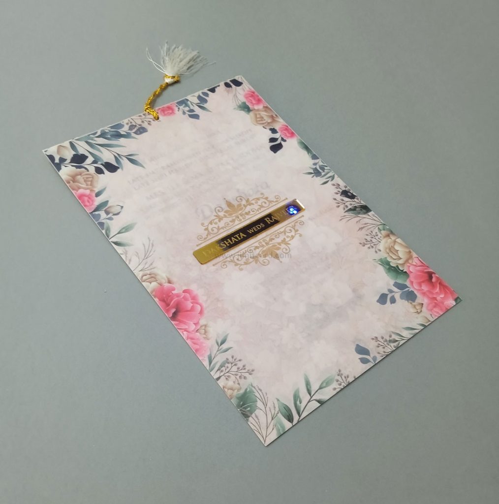 Vellum Paper Invitation Card With Floral Print | 572VN - Jimit Card