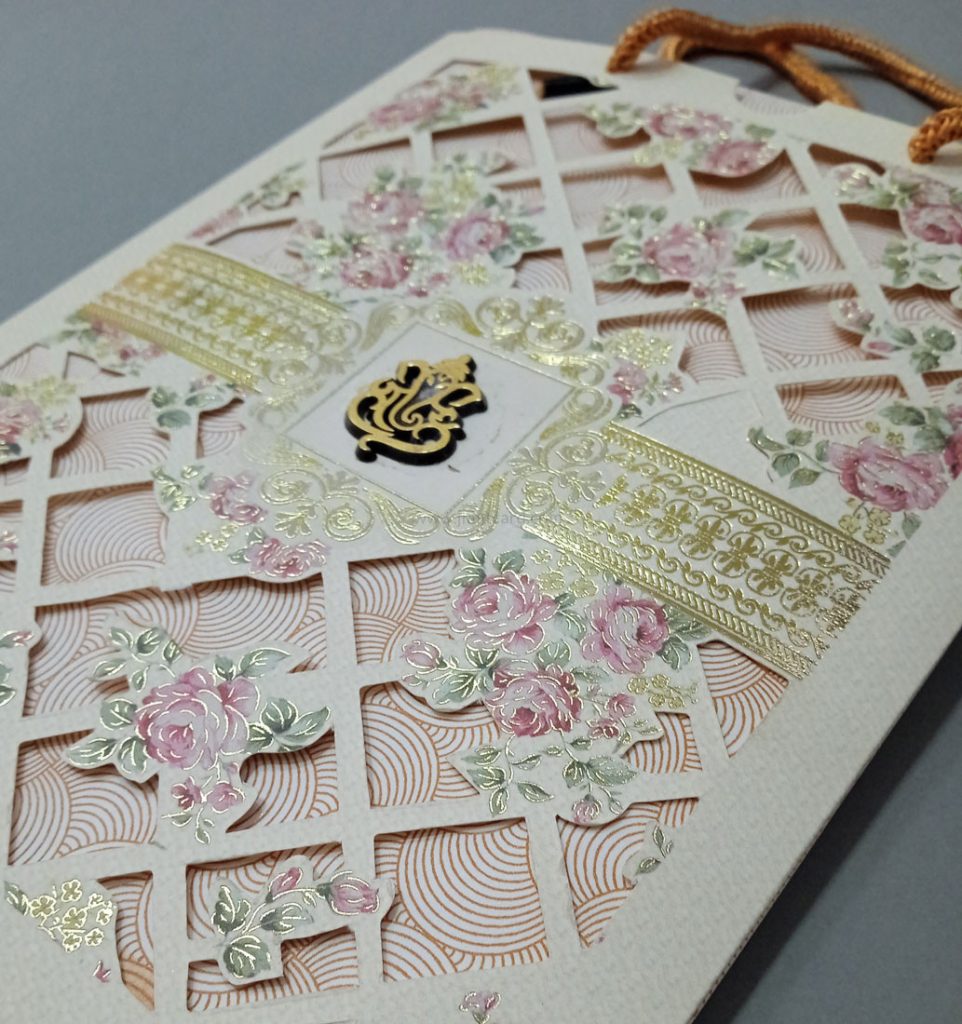 Die Cut Invitation Card Design With Floral Pattern | 632VN - Jimit Card