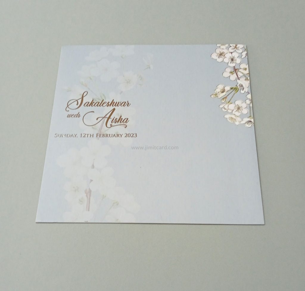 Single Insert Invitation Card With Floral Pattern Printed | JIMIT CARD