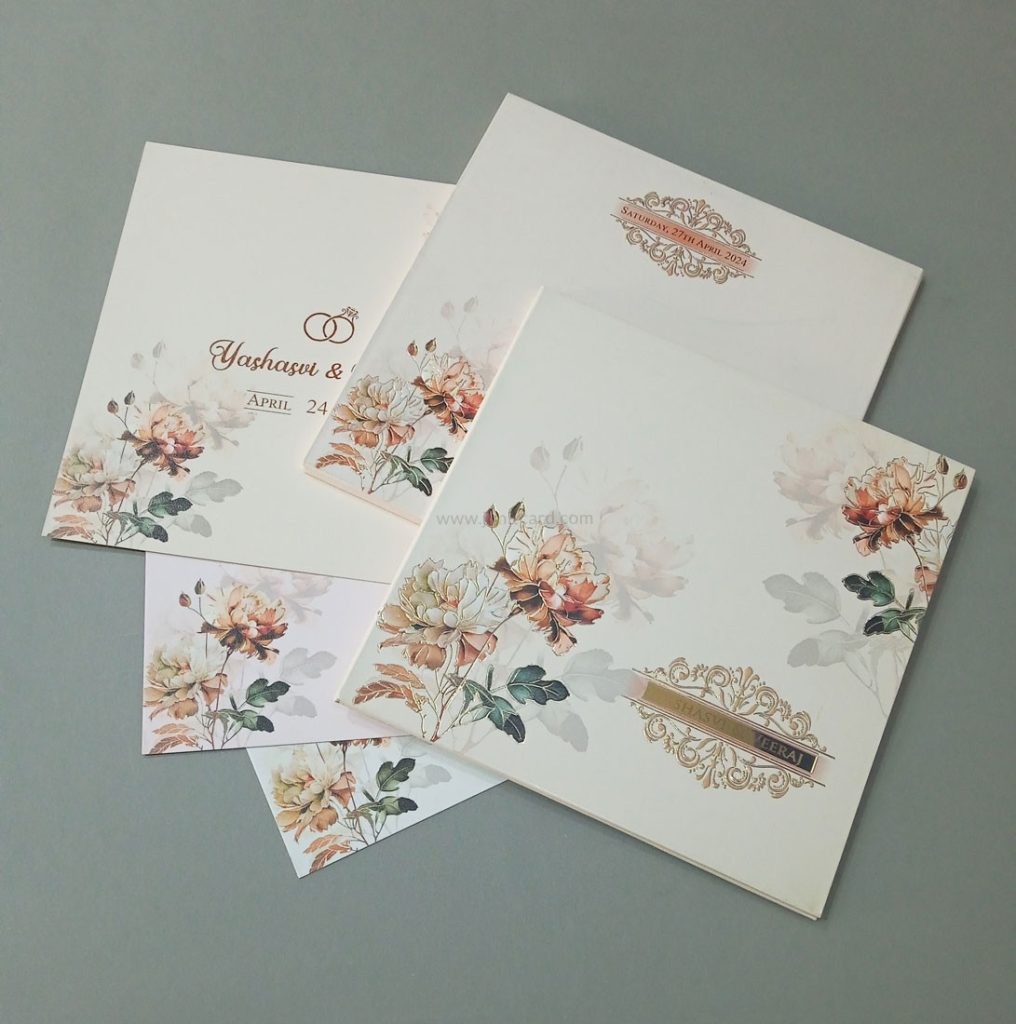 Royal & Exclusive Hardbound Invitation Card With Floral Print | 2336JC ...