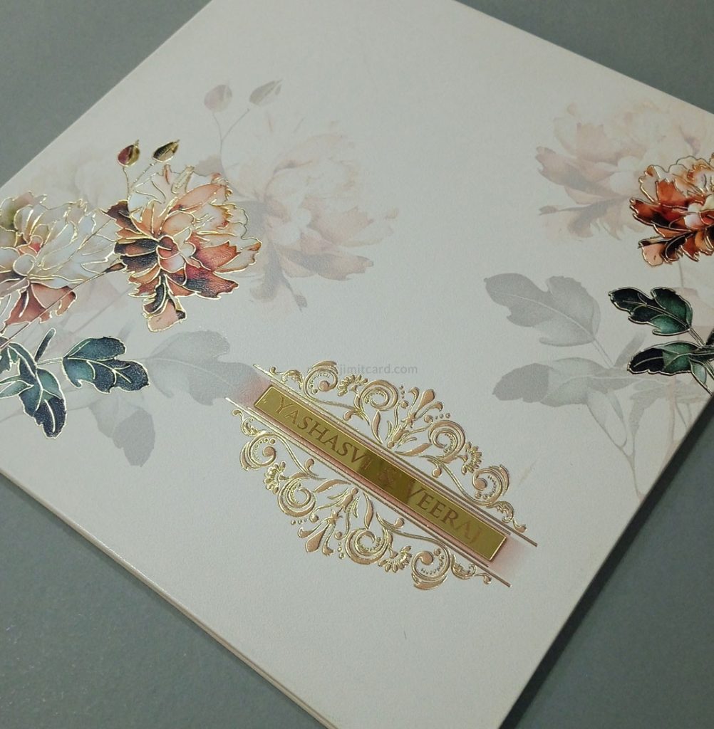 Royal & Exclusive Hardbound Invitation Card With Floral Print | 2336JC ...