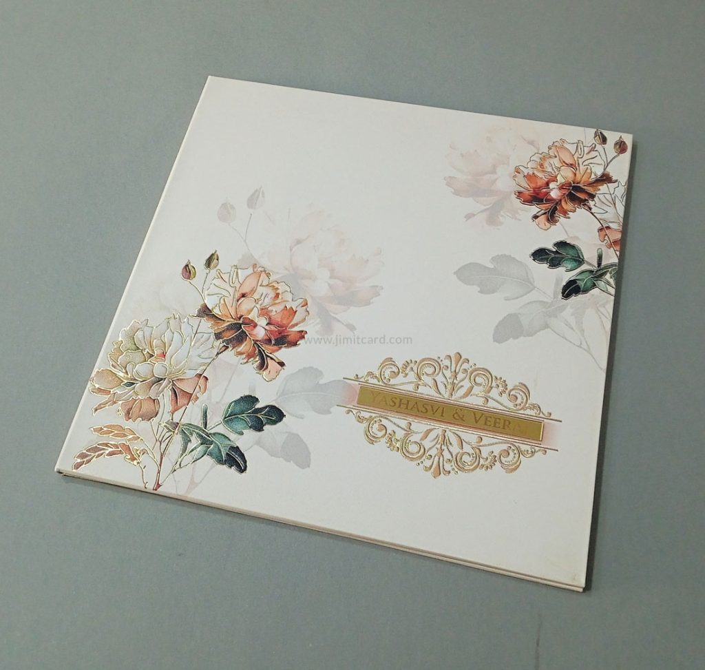 Royal & Exclusive Hardbound Invitation Card With Floral Print | 2336JC ...