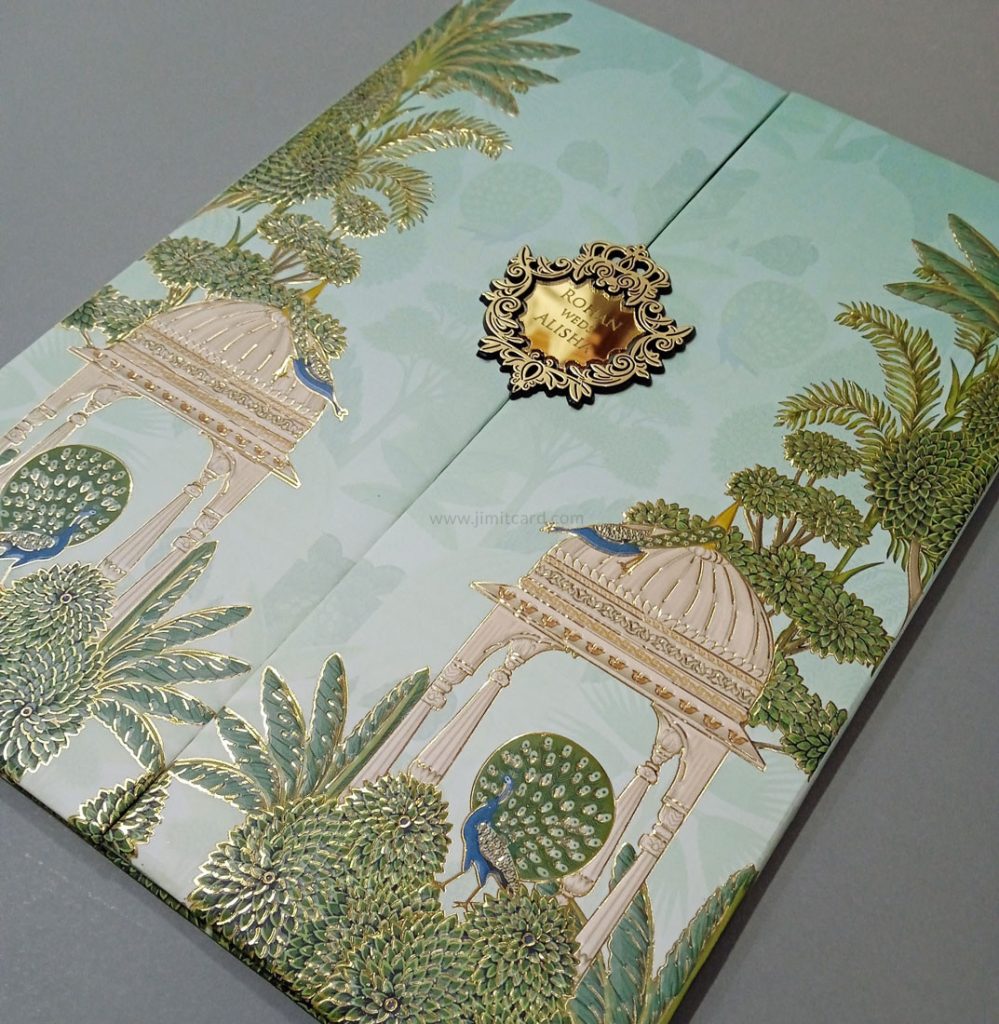 Royal & Exclusive Hardbound Invitation Card With Peacock Print | 2135PN ...