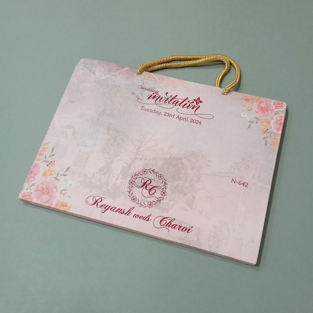 Royal & Exclusive Hardbound Wedding Invitation Card With Floral Print ...